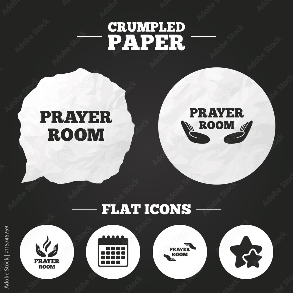 Prayer room icons. Religion priest symbols. Stock Vector | Adobe Stock