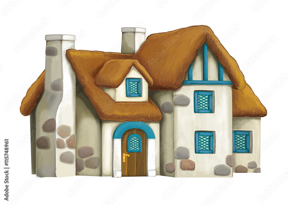 Old cartoon house - isolated - illustration for the children Stock ...