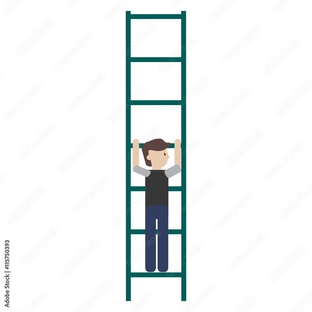 flat design man climbing ladder icon vector illustration Stock Vector ...