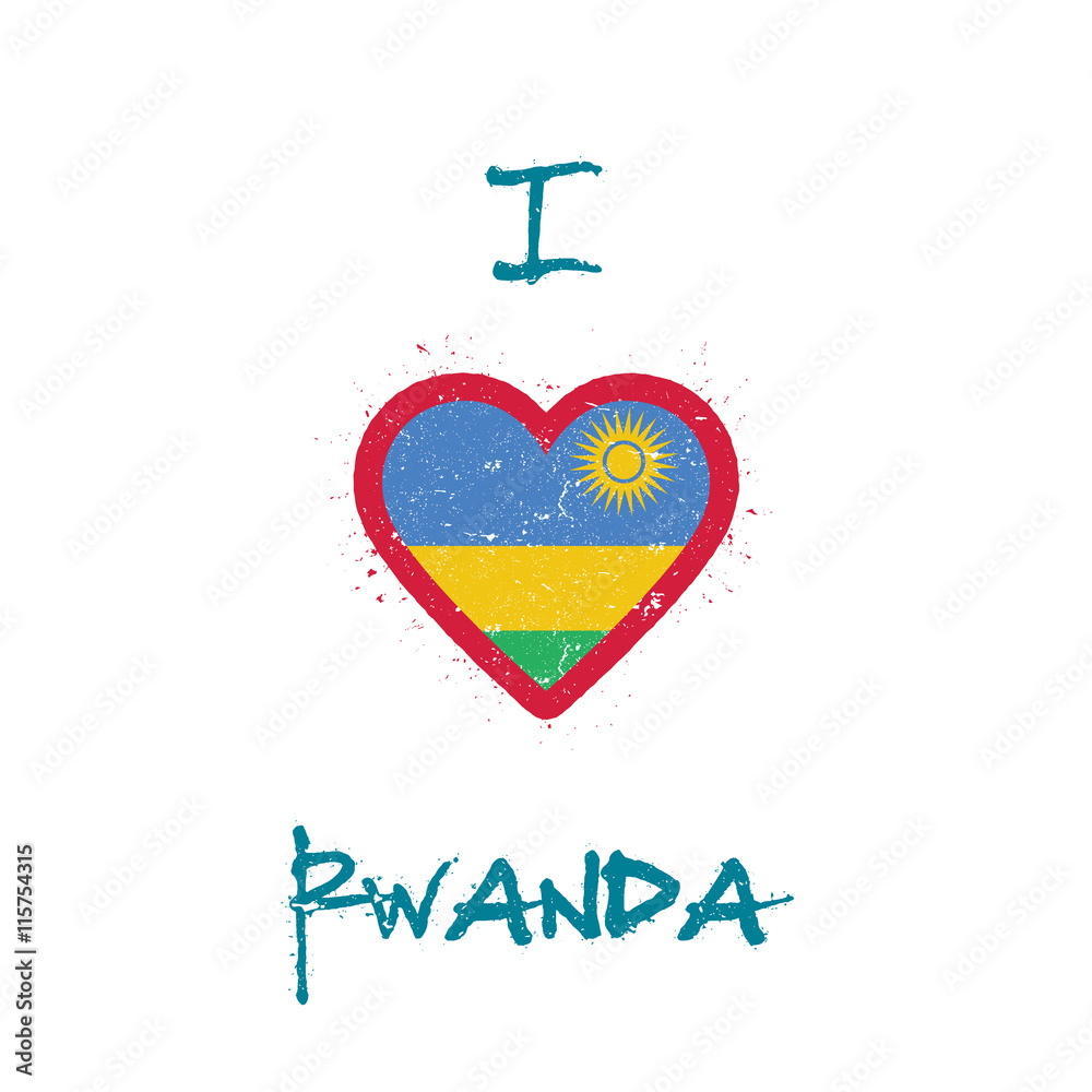 I love Rwanda t-shirt design. Rwanda flag in the shape of heart Stock ...