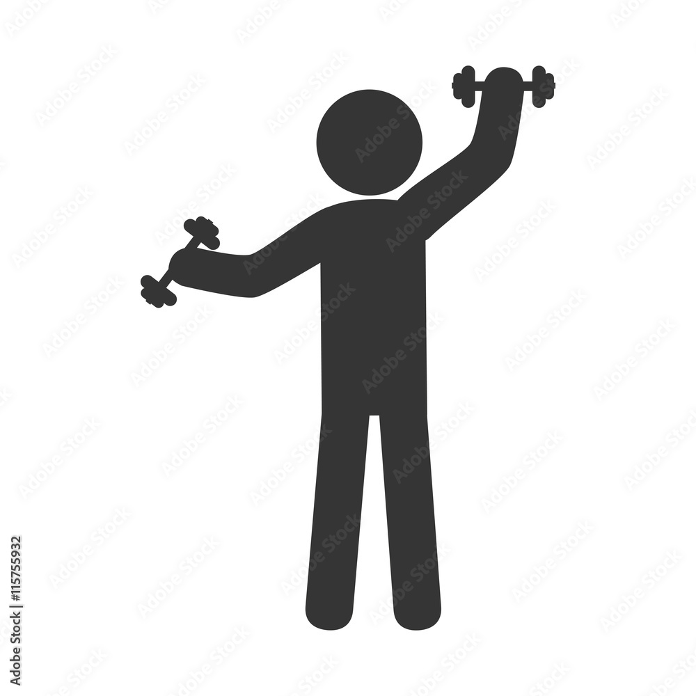 Man doing exercise pictogram design, isolated flat icon vector ...