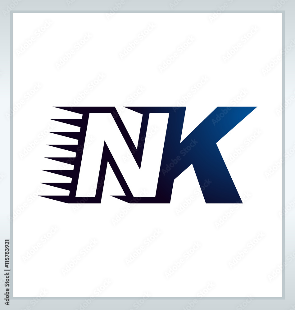 NK Two letter composition for initial, logo or signature Stock Vector ...