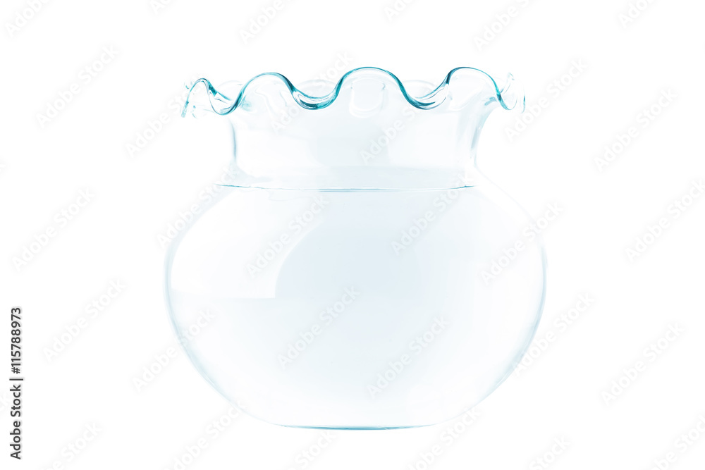 Empty aquarium, fish bowl isolated on white background with copy space ...