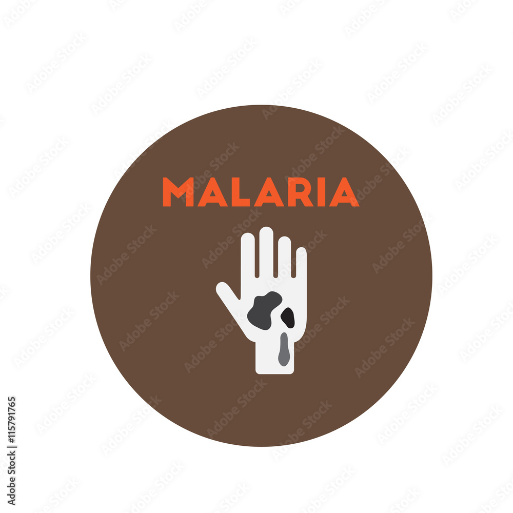 Vector icon on circle various symptoms of Malaria on the human Stock ...