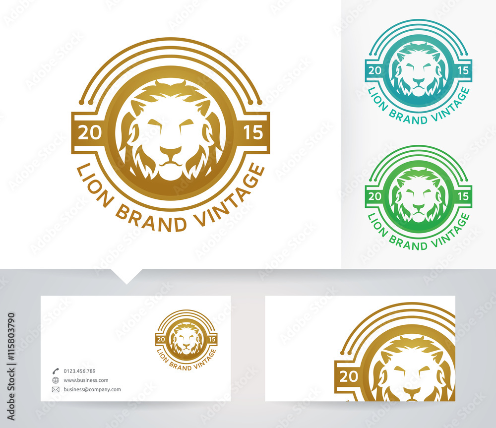 Lion Brand vector logo with alternative colors and business card ...