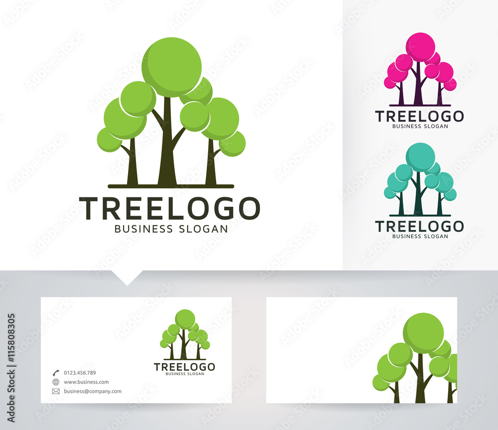 Tree Group vector logo with alternative colors and business card ...
