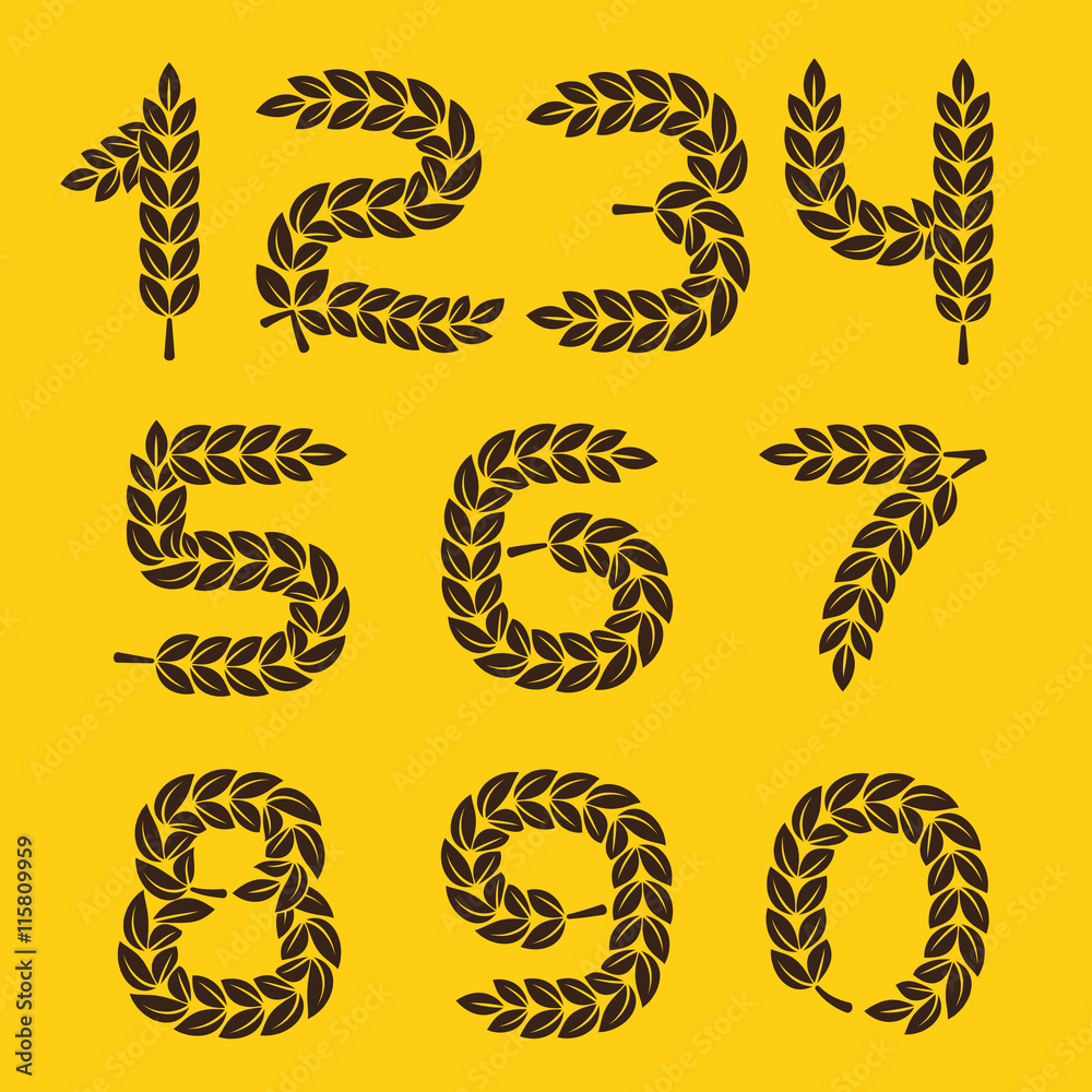 Numbers set logos formed by laurel wreath. Stock Vector | Adobe Stock