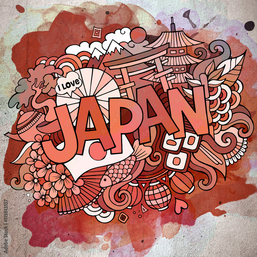 Cartoon vector hand drawn doodle Japan illustration Stock Vector ...