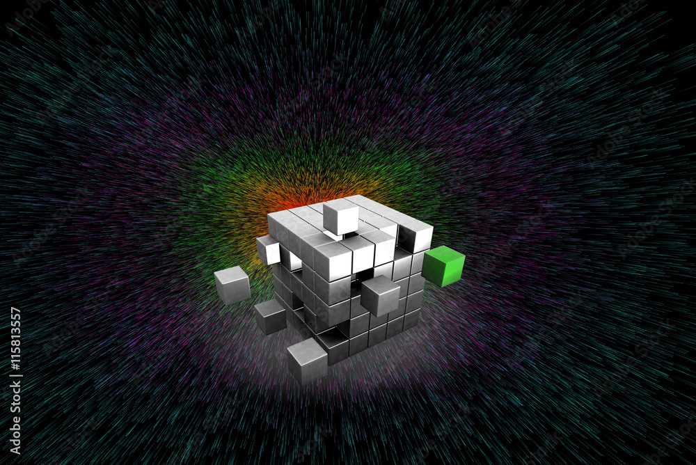 3d puzzle cube, concept of finding solution to a problem through a ...