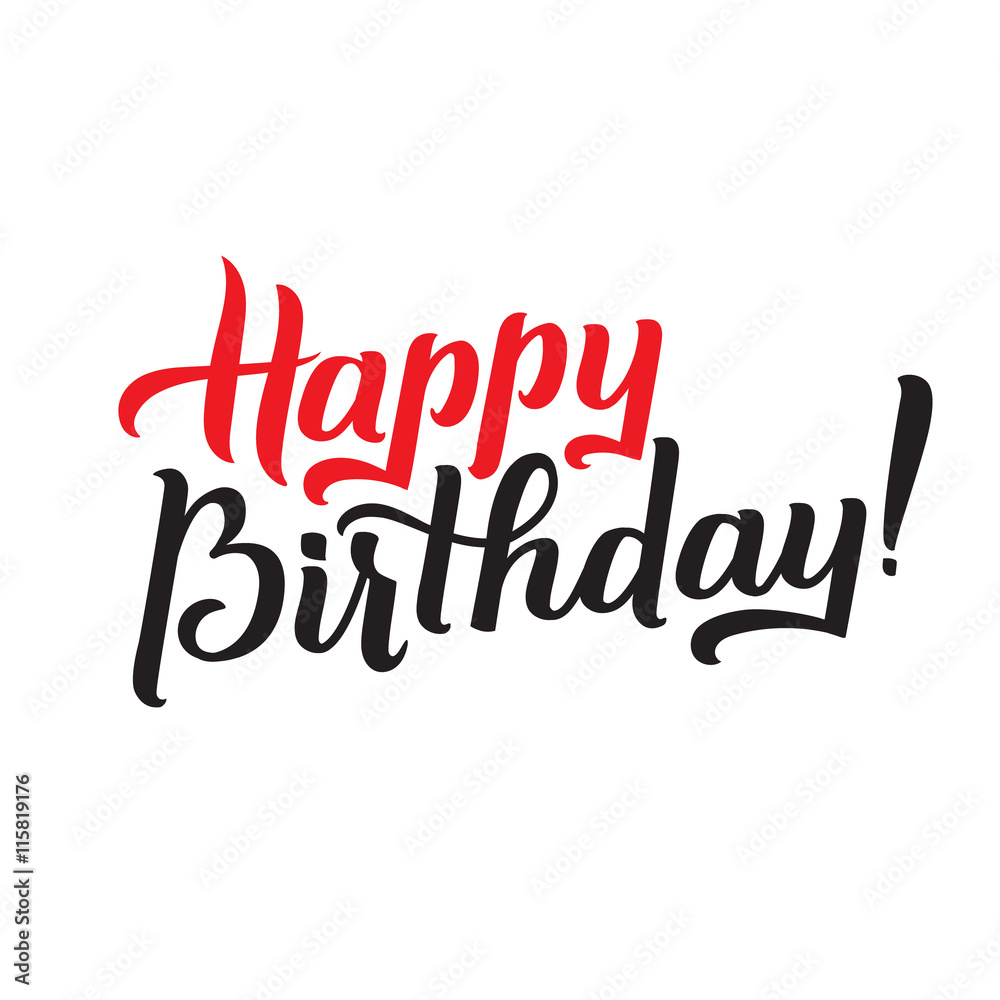 Happy Birthday Red and Black Calligraphy Greeting Card. Hand Lettering ...