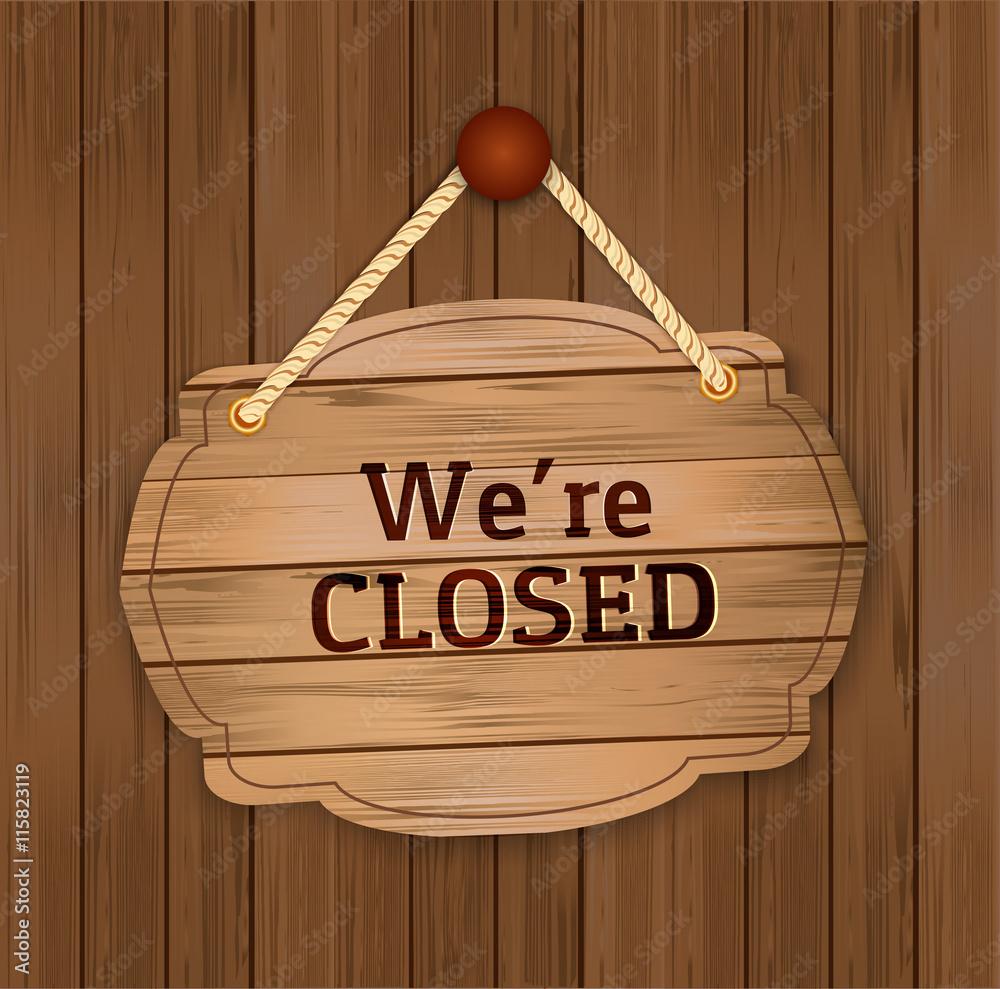 Vintage retro-styled wooden closed sign. Stock 벡터 | Adobe Stock
