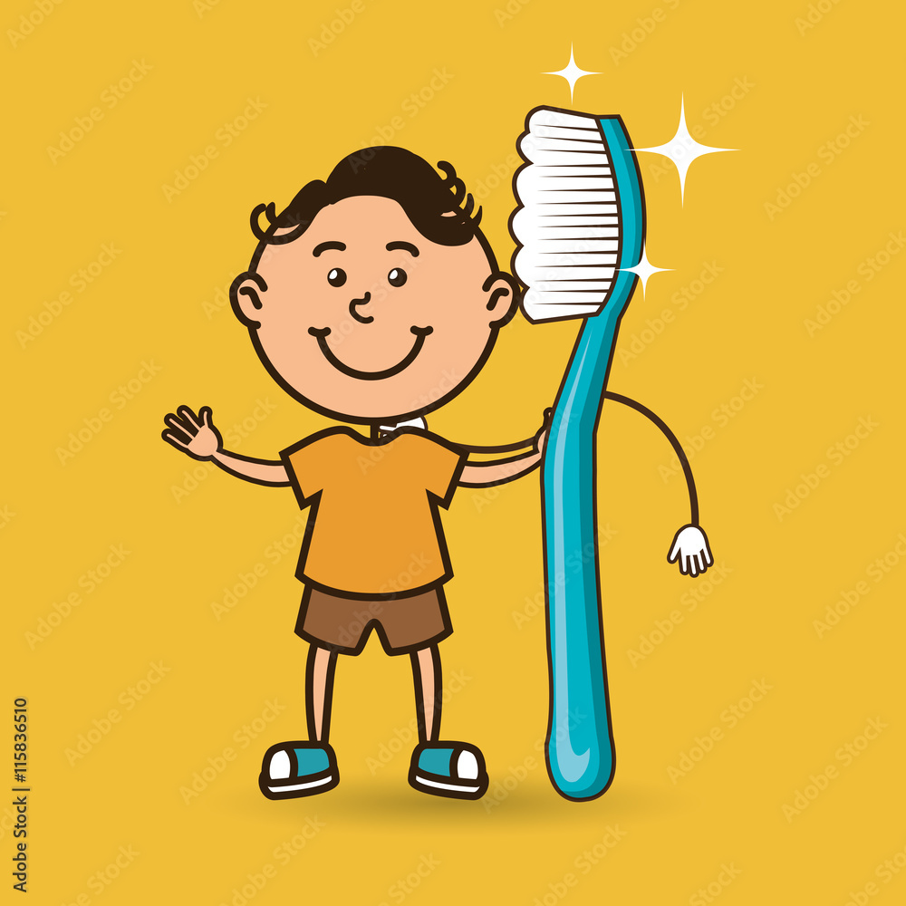 child with toothbrush isolated icon design, vector illustration graphic ...