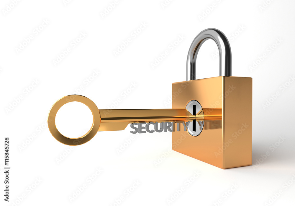 3D render Security key concept on white background Stock Photo | Adobe ...