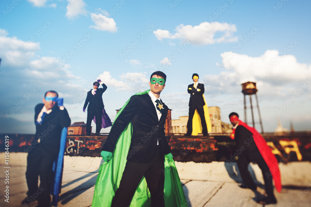 Superhero Business People Corporate Team Skyline Concept Stock Photo ...