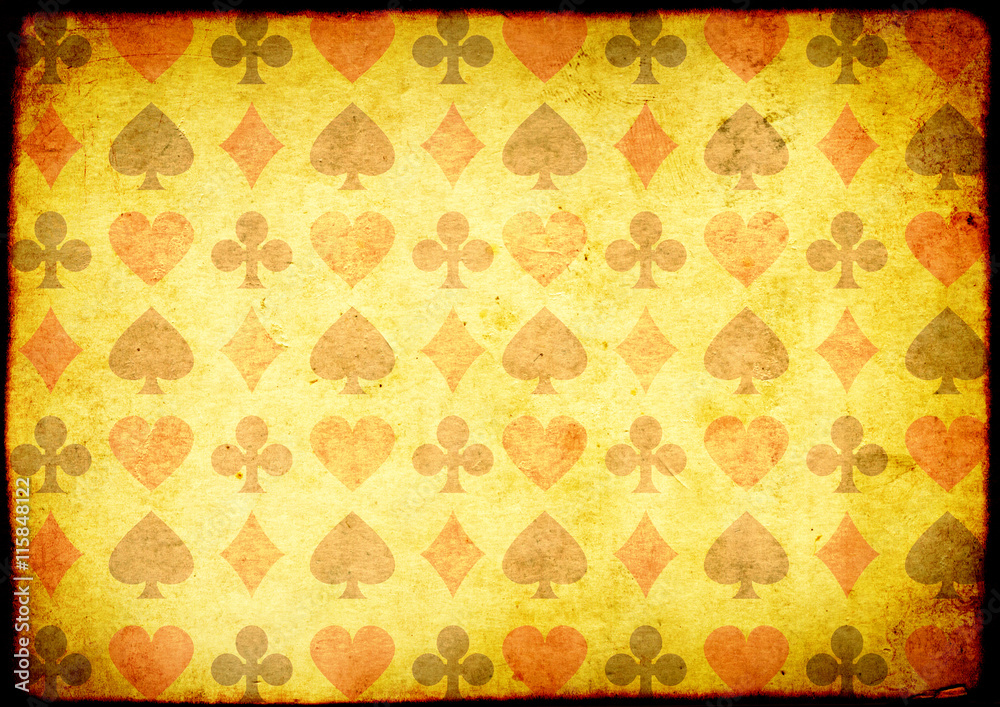 Grunge background with paper texture and playing cards symbol Stock ...