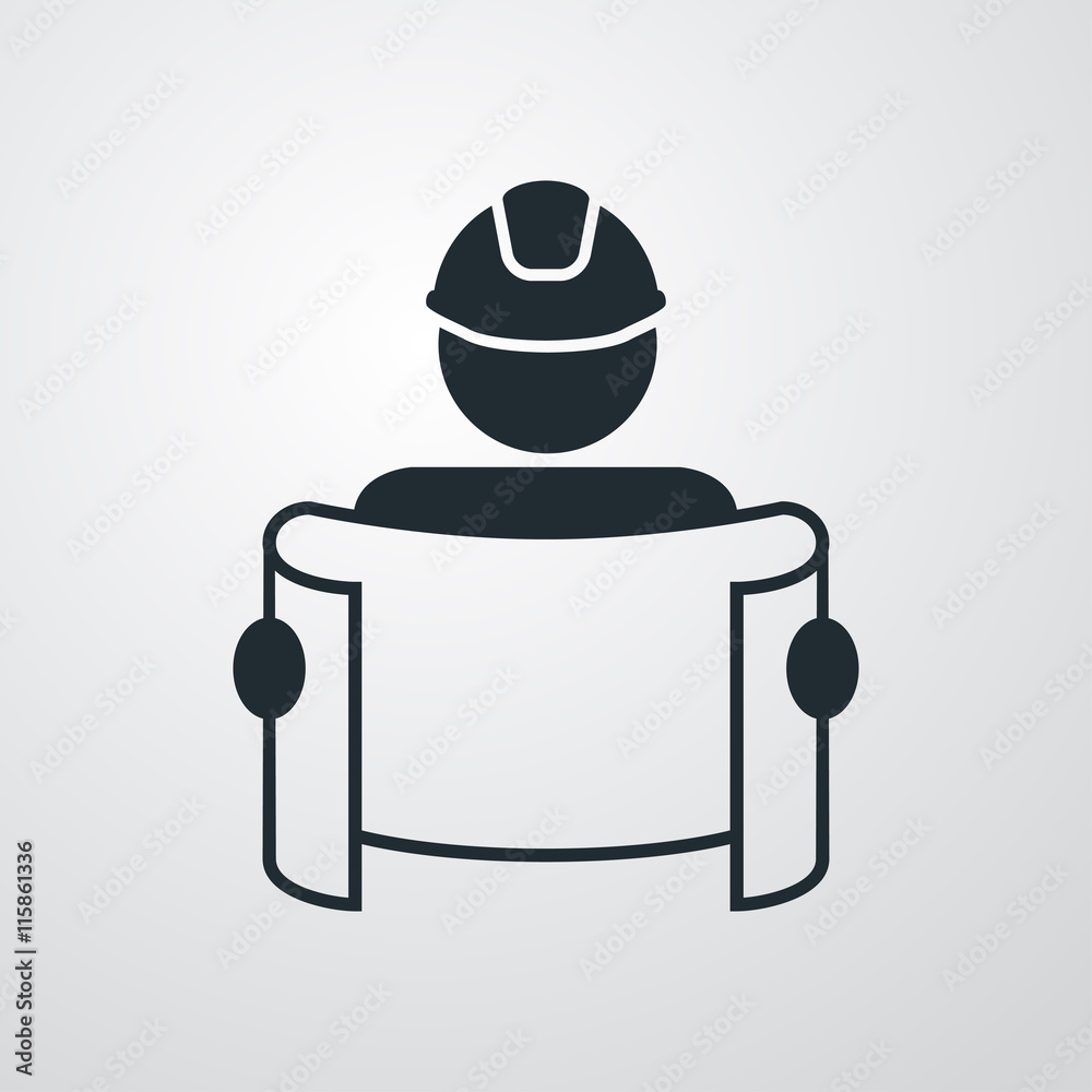 Icono plano arquitecto con plano en fondo degradado Stock Vector ...