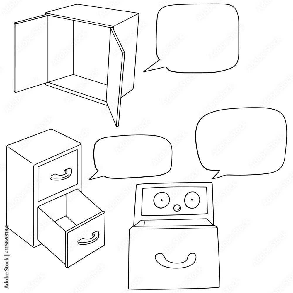 vector set of drawer vector de Stock | Adobe Stock