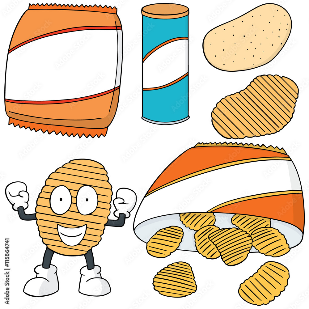 vector set of potato chips Stock Vector | Adobe Stock