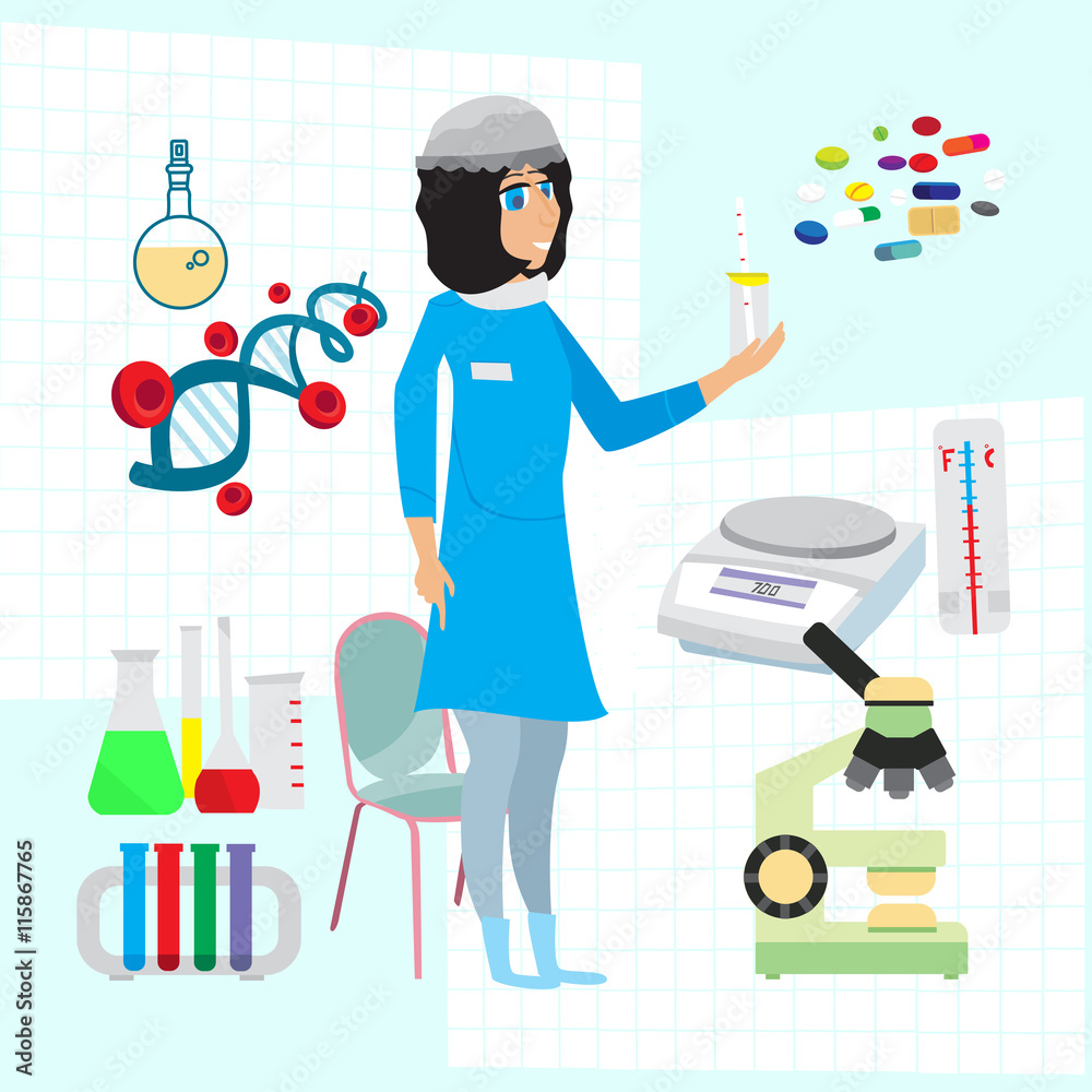 Medical laboratory vector set. Stock Vector | Adobe Stock
