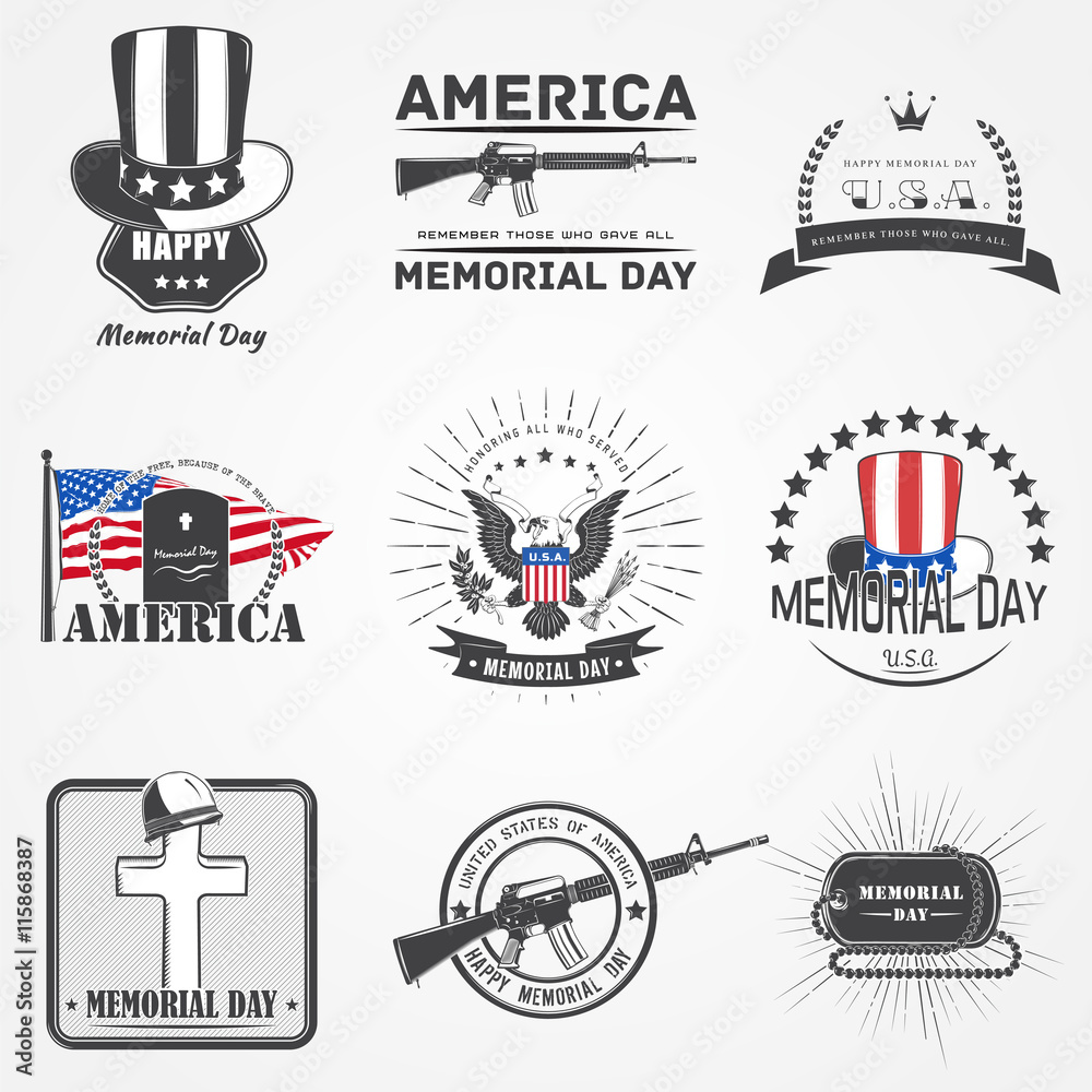 Happy Memorial day set. The celebration of patriotic celebration of ...