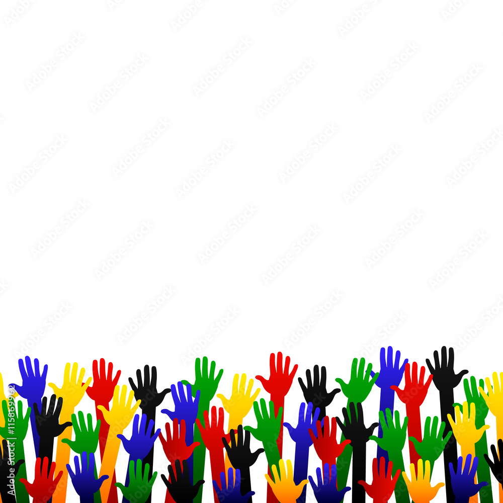 Colorful Hand Up text space Vector isolated on white background. Stock ...