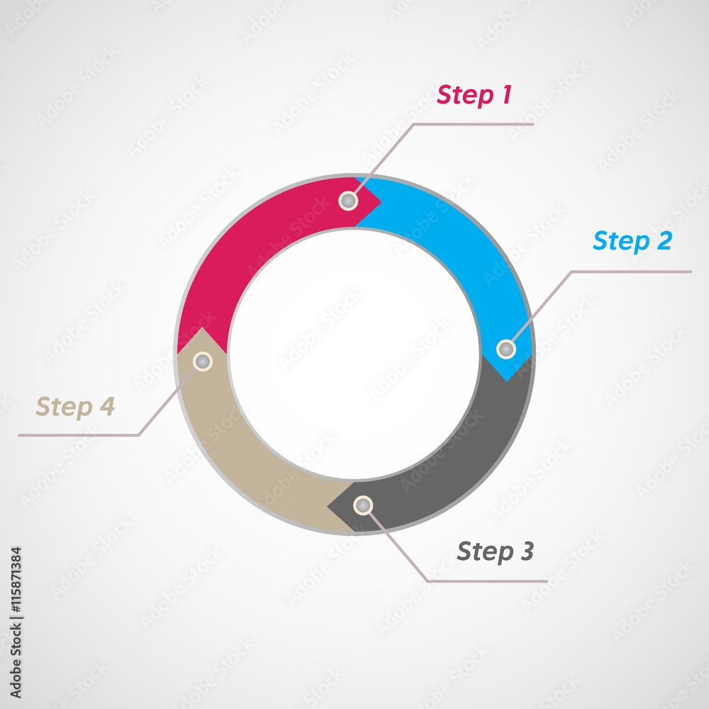infographic 4 steps circle diagram Stock Illustration | Adobe Stock
