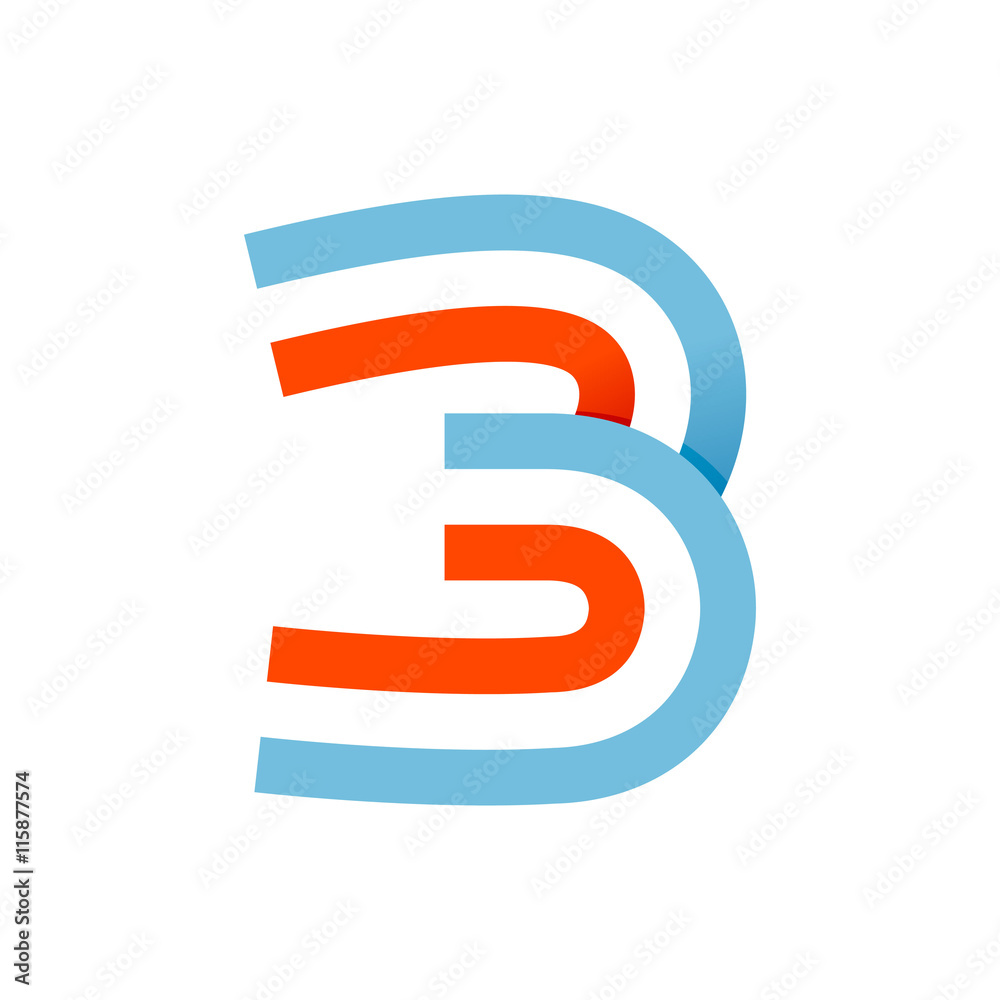 Number three logo formed by parallel lines Stock Vector | Adobe Stock