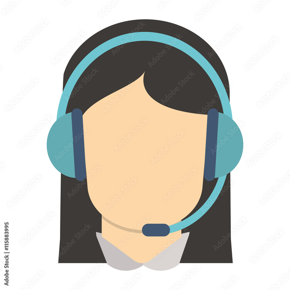 flat design female person with headset icon vector illustration Stock ...