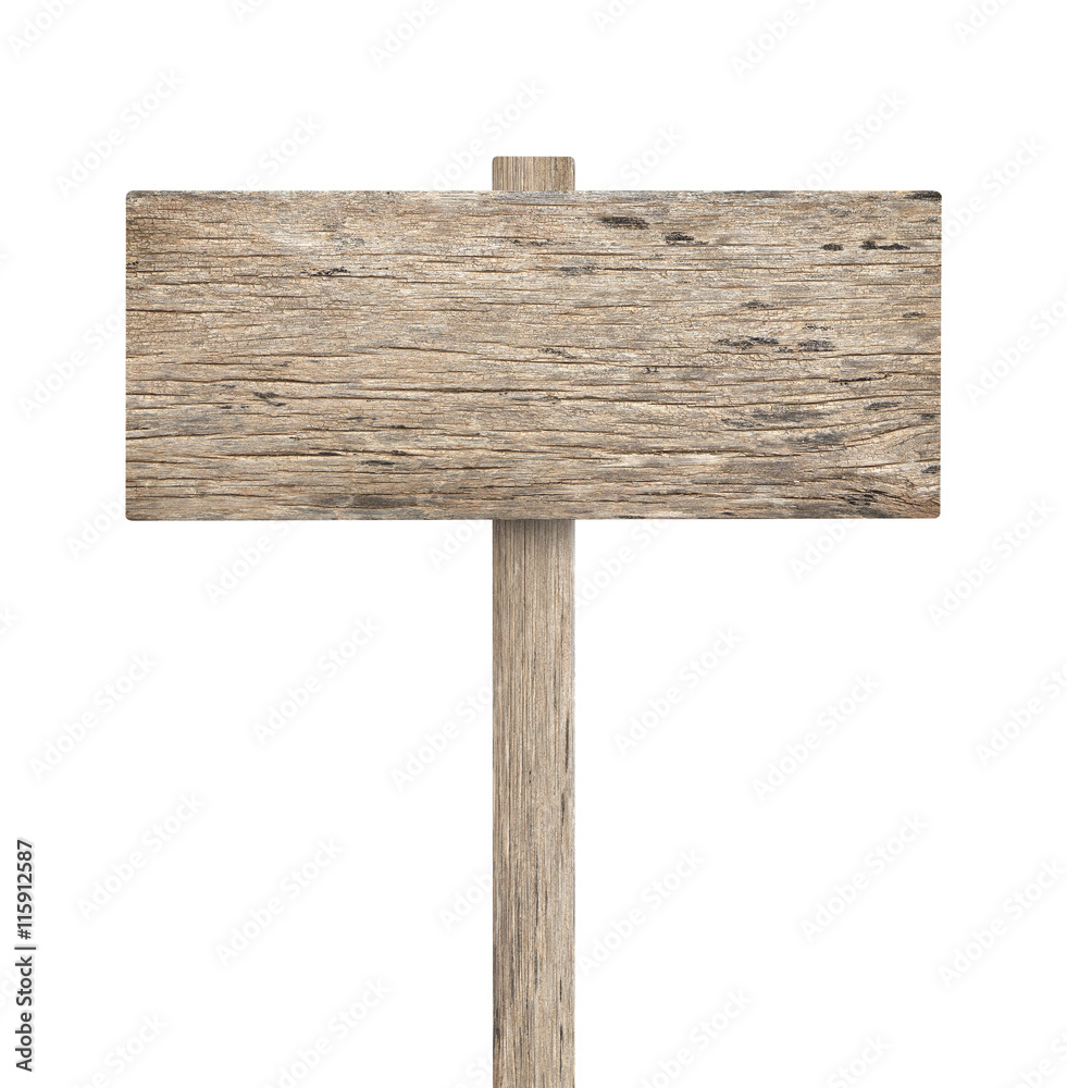 Wooden sign isolated on white Stock Photo | Adobe Stock