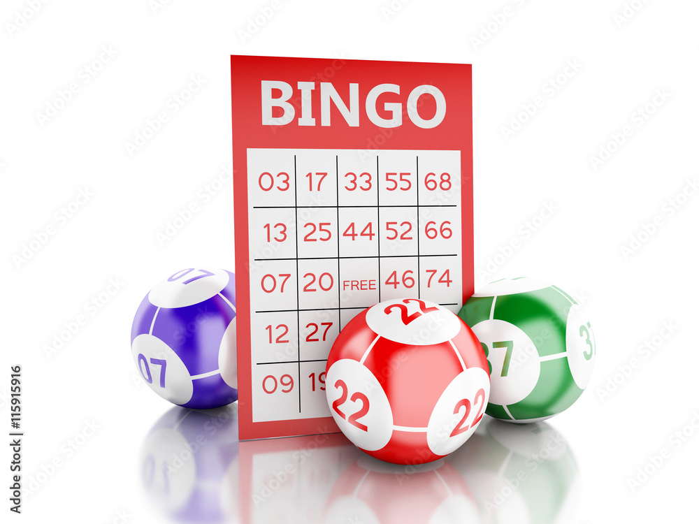 3d Red bingo card with colorful balls. Stock Illustration | Adobe Stock