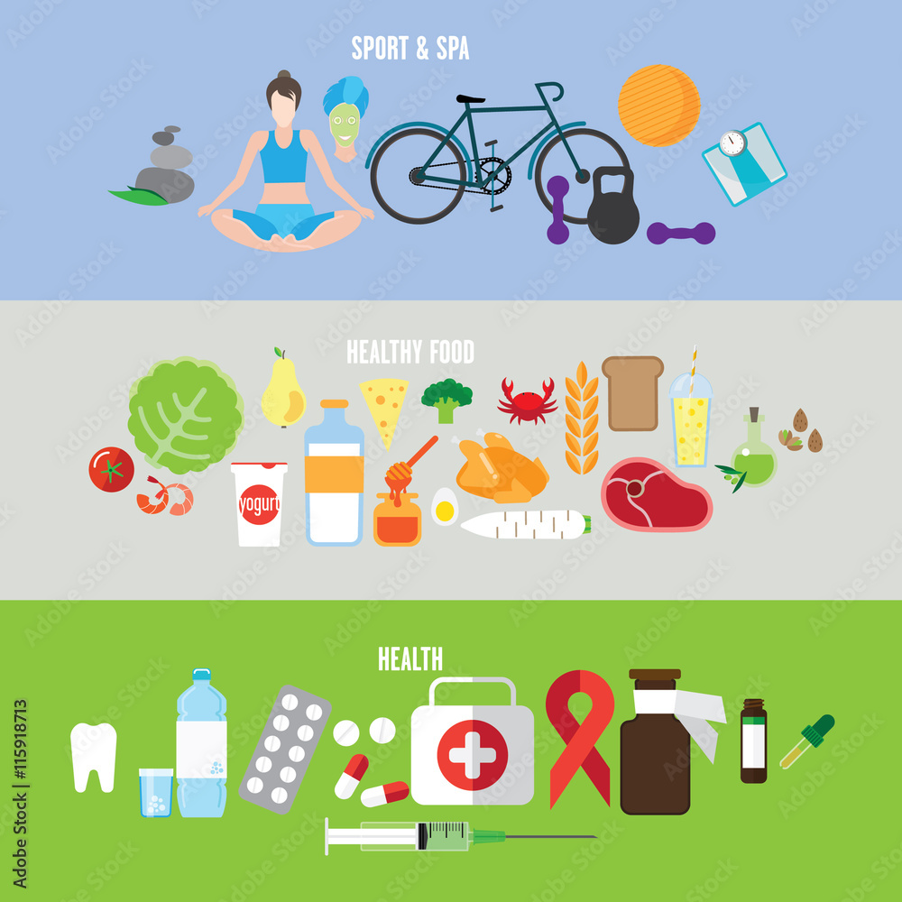 Vettoriale Stock healthy banners | Adobe Stock