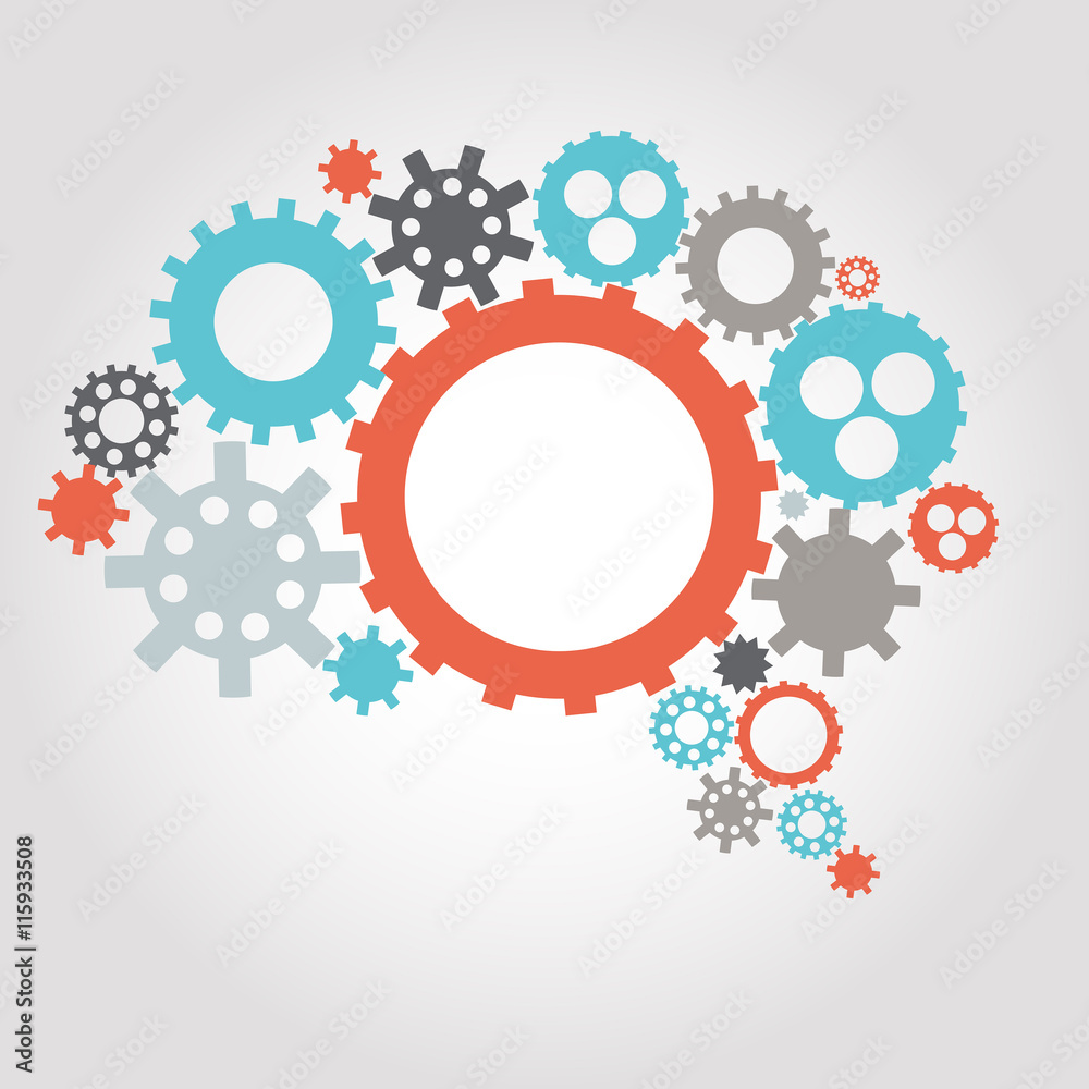 Infographic Design Gears, Brain, Idea, Creativity, Thinking - vector ...