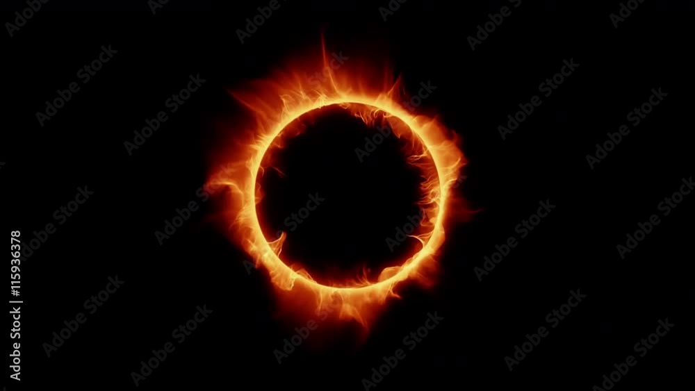Burning ring of fire. Perfect loop of flaming ring, for compositing ...