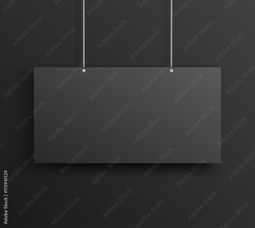 Black poster mockup on the black wall Stock Vector | Adobe Stock