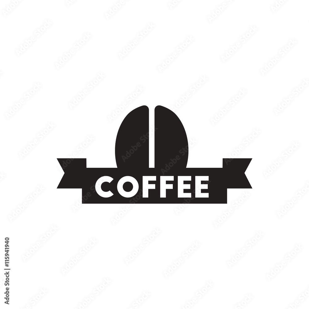 black vector icon on white background sign of coffee beans Stock Vector ...
