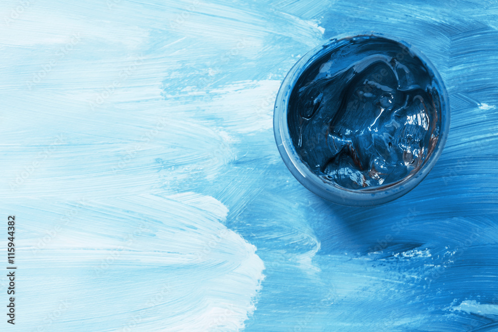 Jar of blue paint Stock Photo | Adobe Stock