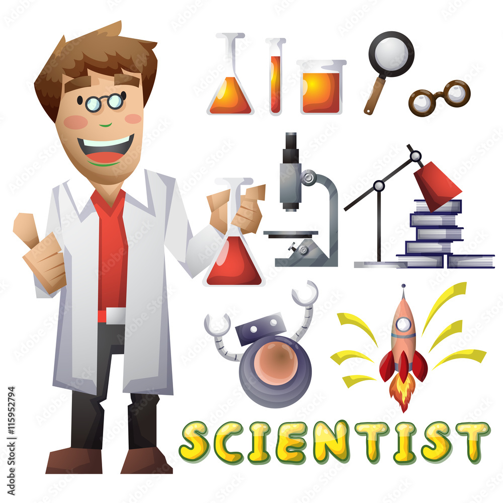 scientist vector cartoon with separated layers for game and animation ...