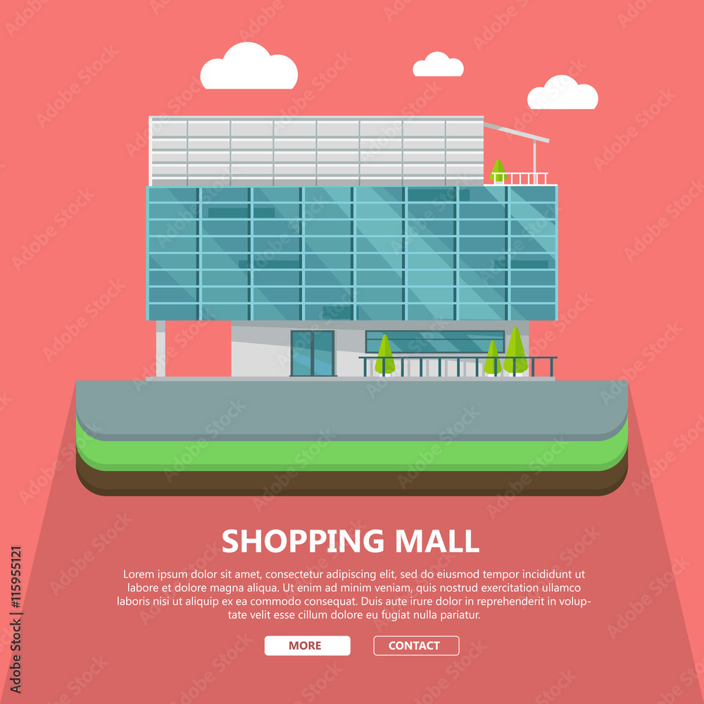 Shopping Mall Web Template in Flat Design Stock Vector | Adobe Stock
