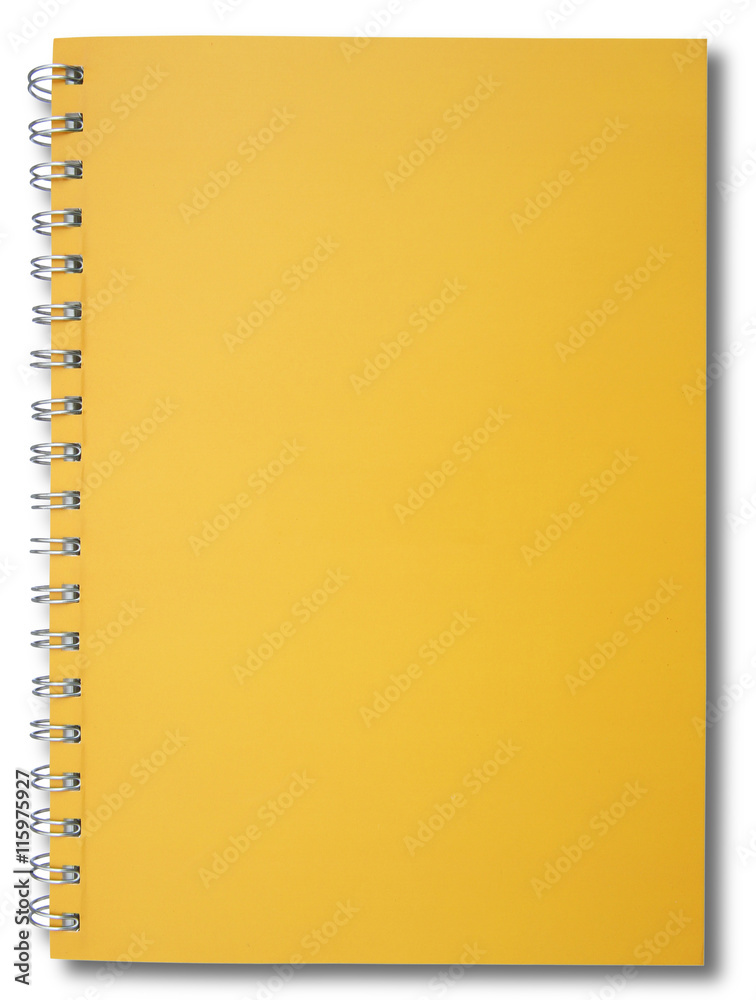 Yellow notebook with shadow isolated on white background Stock Photo ...