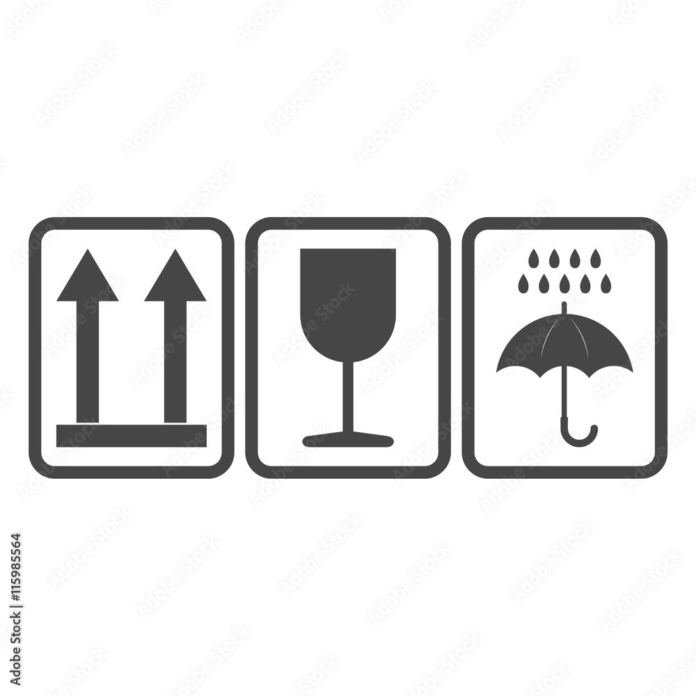 Handling and packing icon, Carton fragile box markings Stock Vector ...