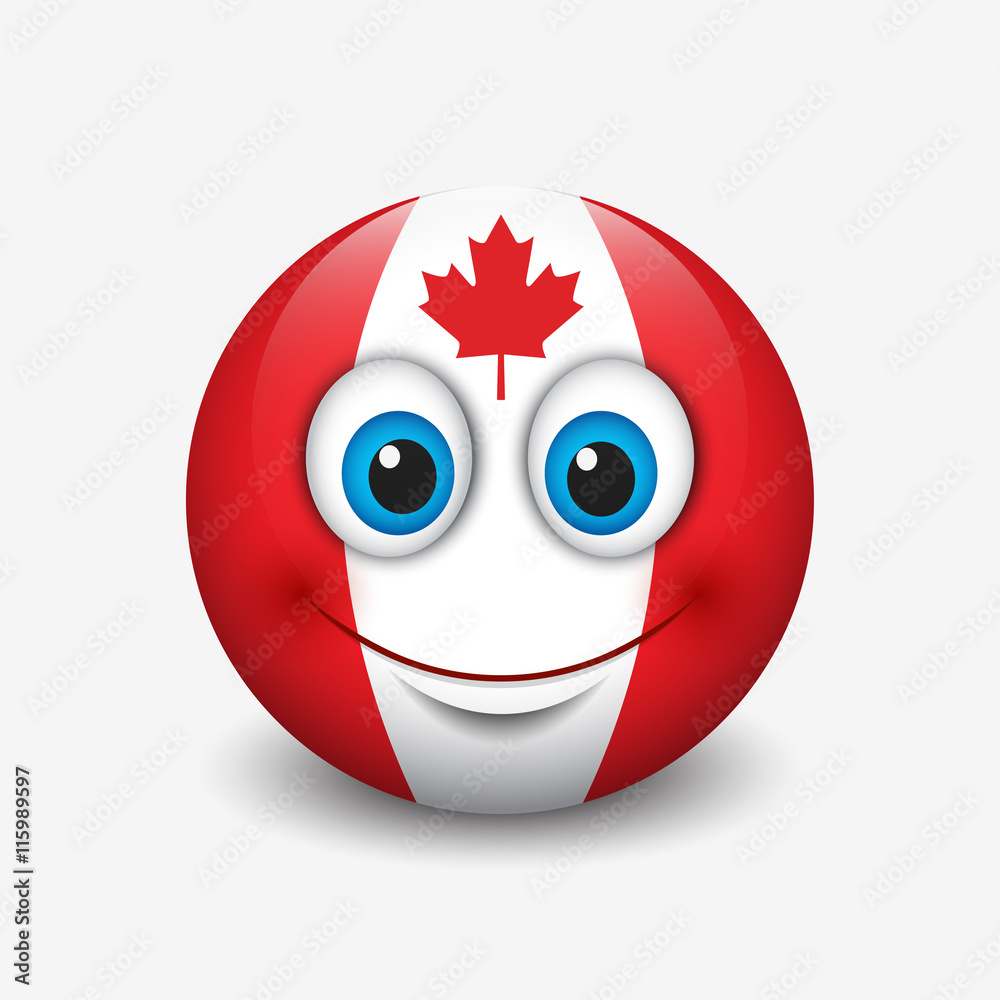 Cute emoticon isolated on white background with Canada flag motive ...