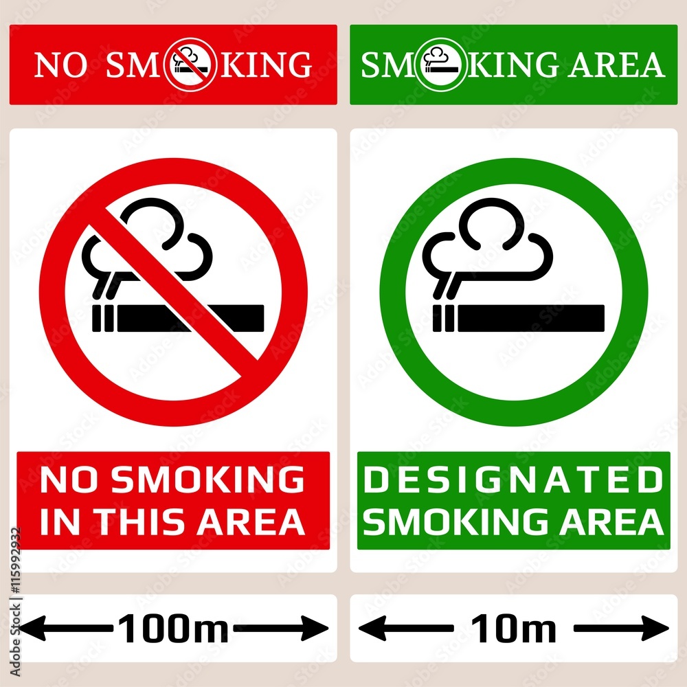 STOP! No smoking / YES smoking sign. Vector. The icon with a red ...