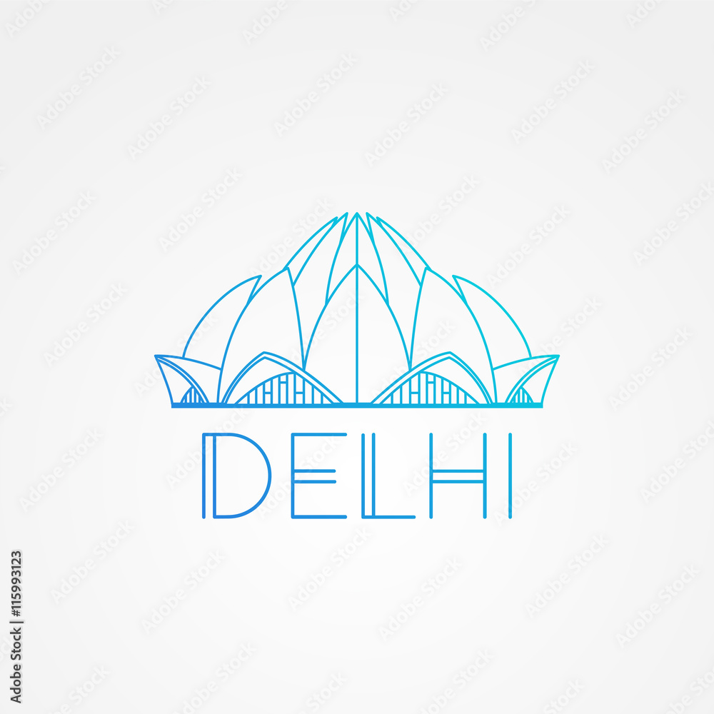 World famous Lotus Temple. Greatest Landmarks of Asia. Linear modern ...
