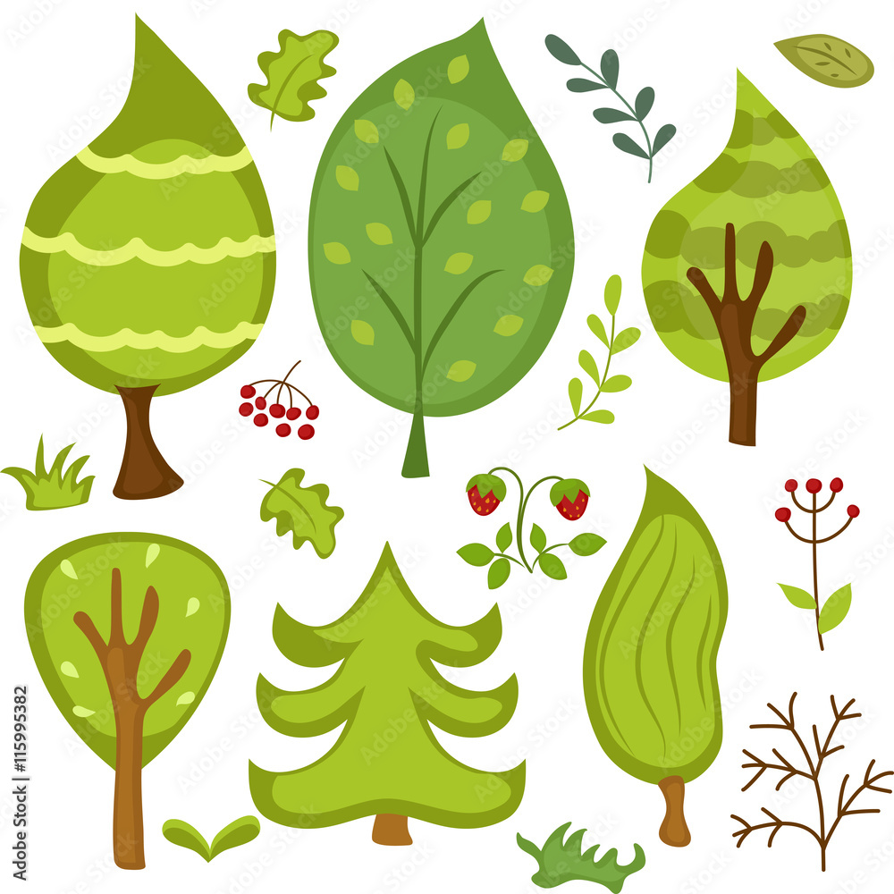 Forest elements. Stock Vector | Adobe Stock