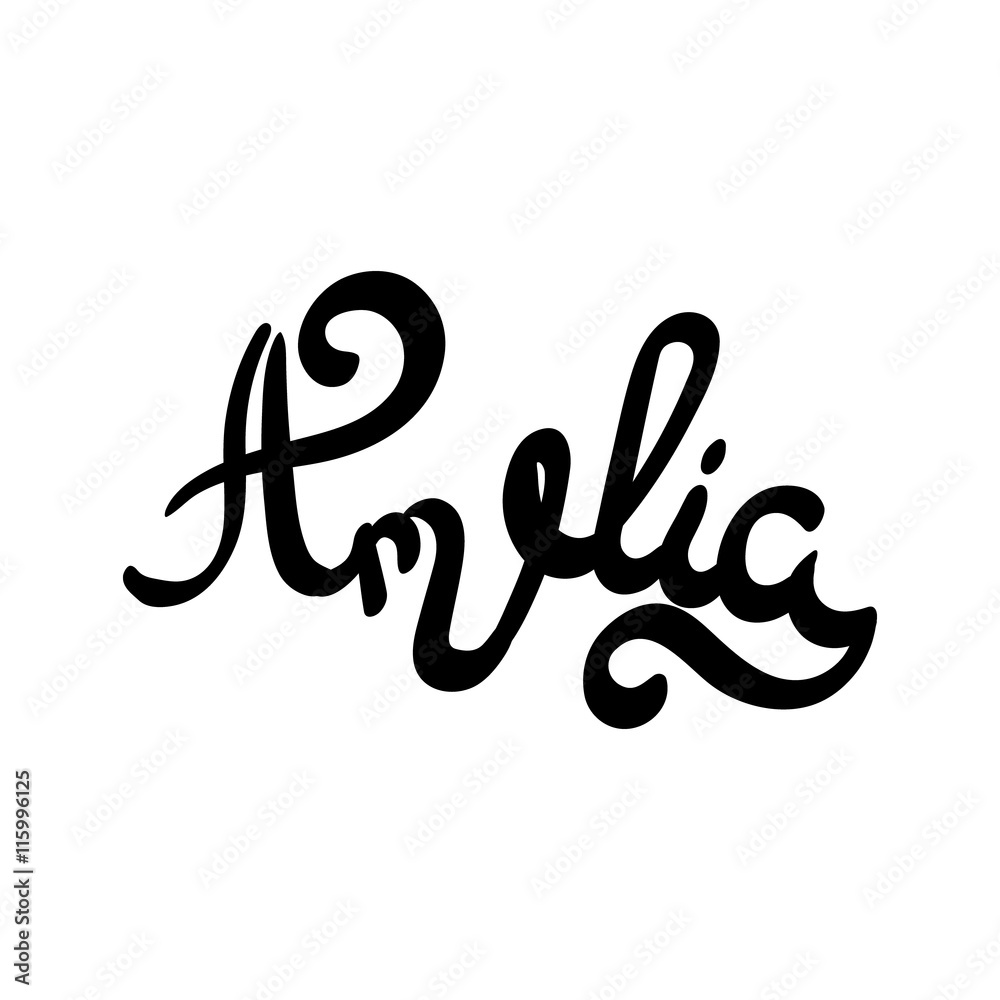 Female name - Amelia. Hand drawn lettering. Stock Vector | Adobe Stock