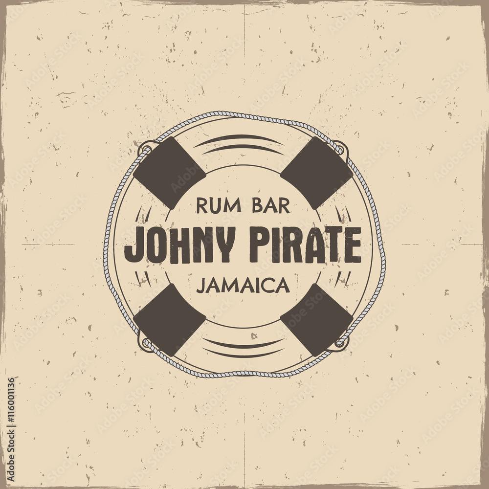 Vintage handcrafted rum bar label, emblem. Vector sign - johny pirate ...