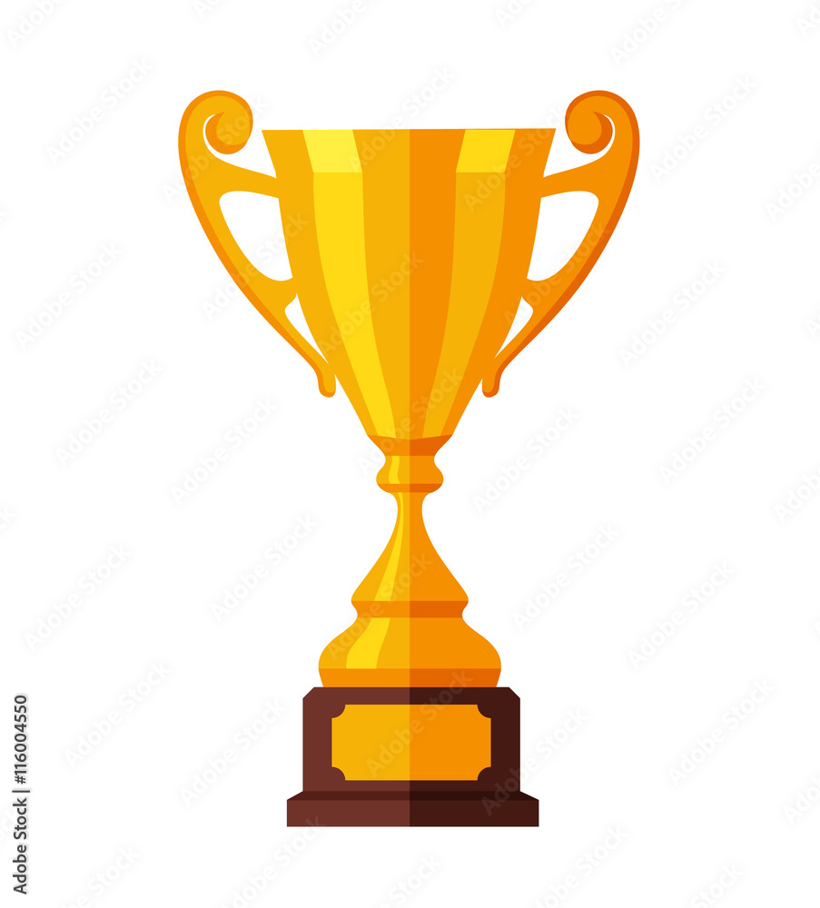 Trophy gold cup. Vector flat cartoon illustration Stock Vector | Adobe ...