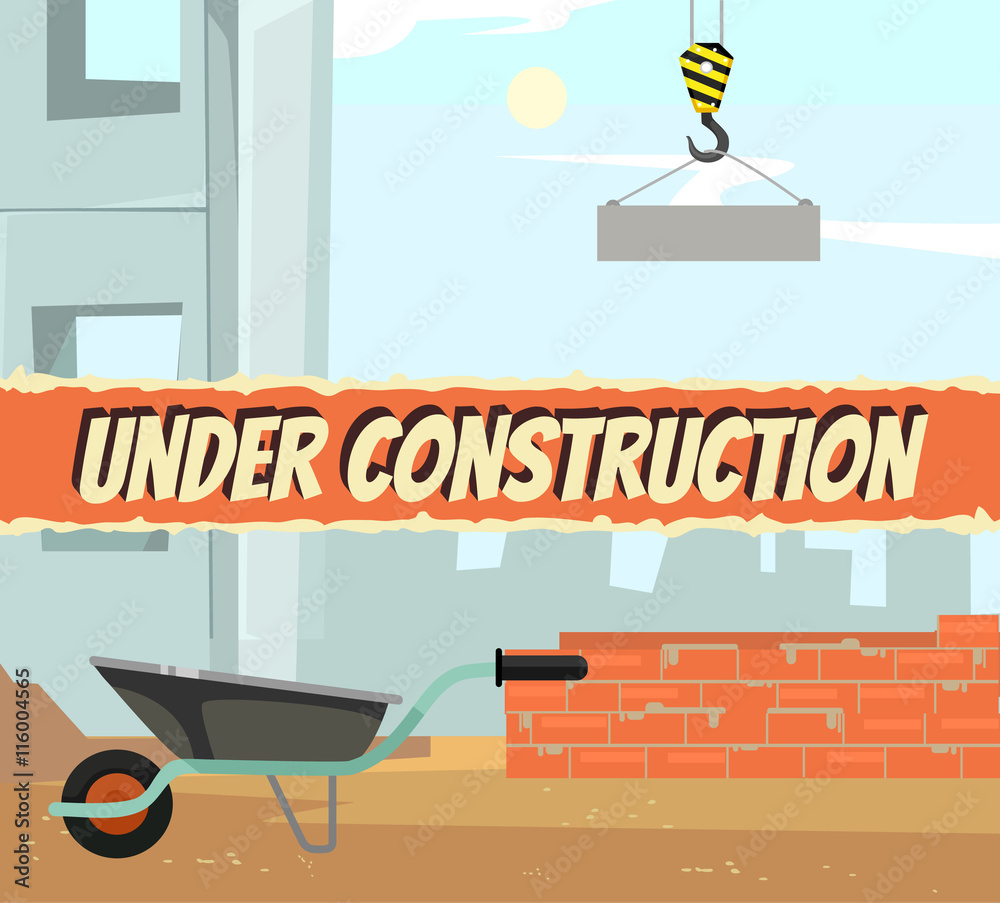 Under construction announcement. Vector flat cartoon illustration Stock ...