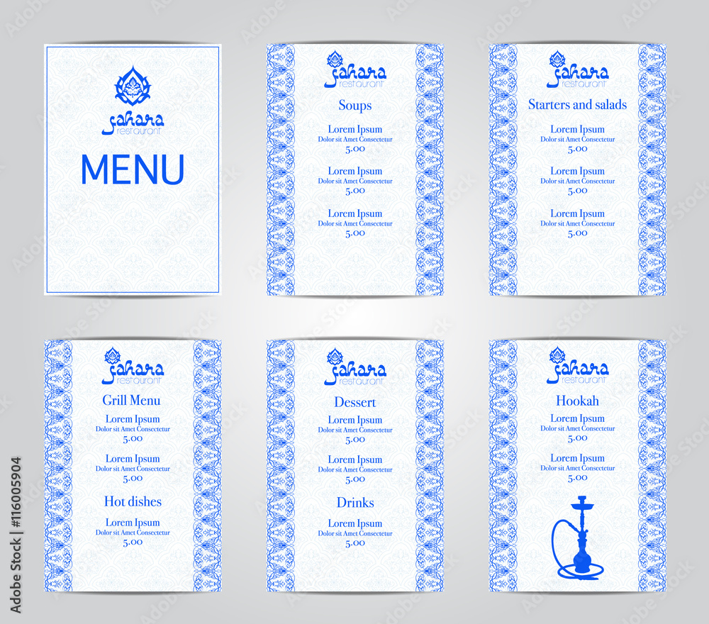 Vector illustration of a menu card template design for a restaurant or ...