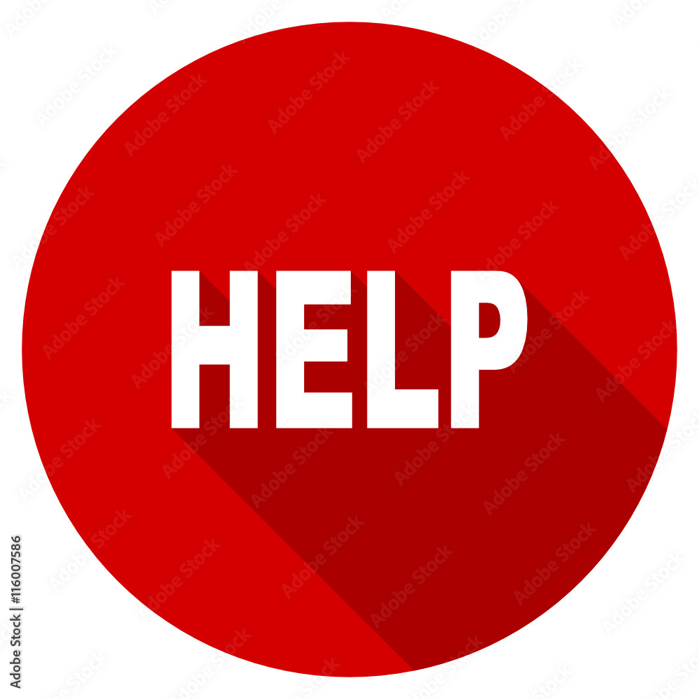 Flat design red round help vector icon Stock Vector | Adobe Stock